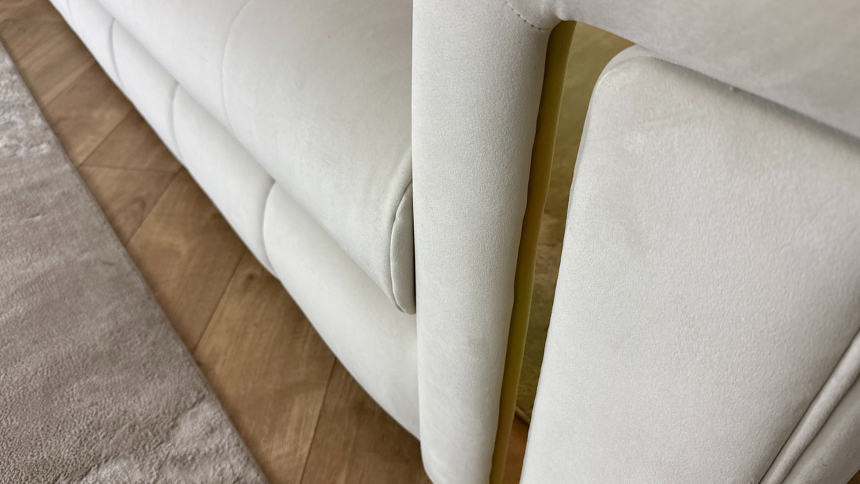 Sofology The Oscar Fabric 3 Seater Gold Trim in Super Matt Velvet Ecru ...