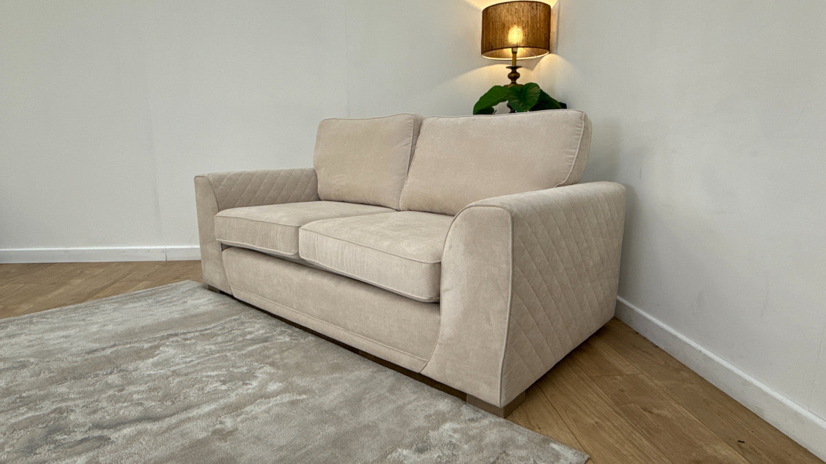 DFS The Orka 2 Seater Fabric Sofabed in Cream — The Sofa Clearance Outlet