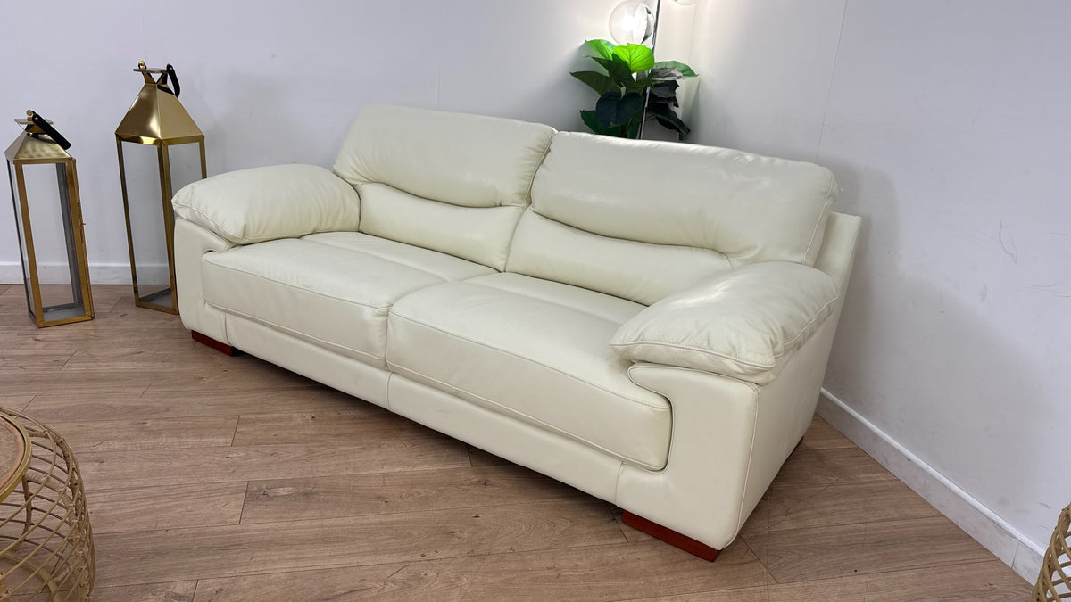 DFS Santine 2 Seater Leather Sofa in Cream — The Sofa Clearance Outlet