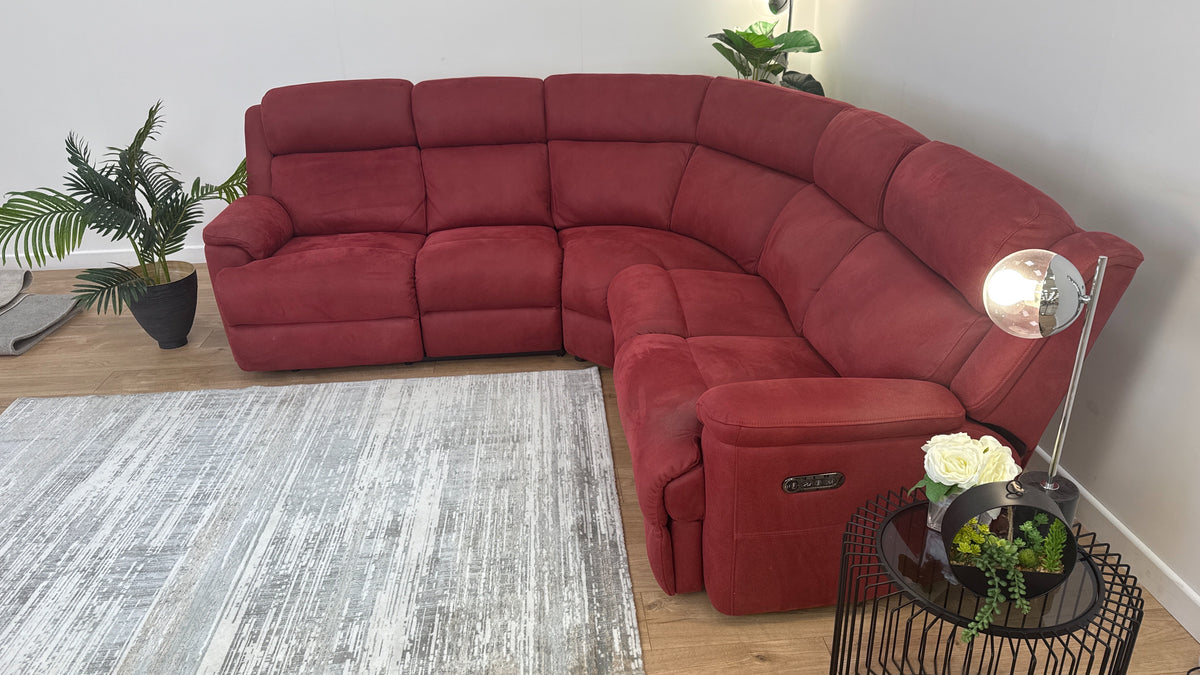 Gracy Corner Sofa - Fabric Recliner - Altara Red — The Sofa Clearance ...