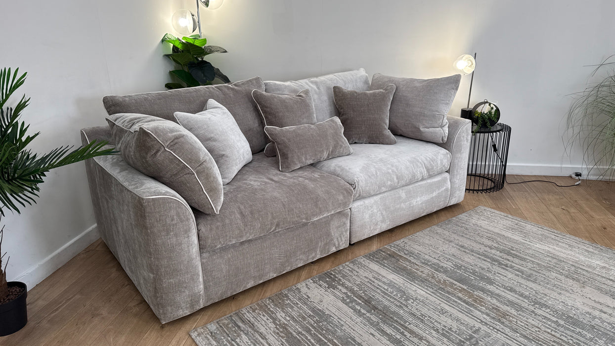 Sofology Georgio Fabric 4 Seater Split Feather Flex Seats in Luxe Chen ...