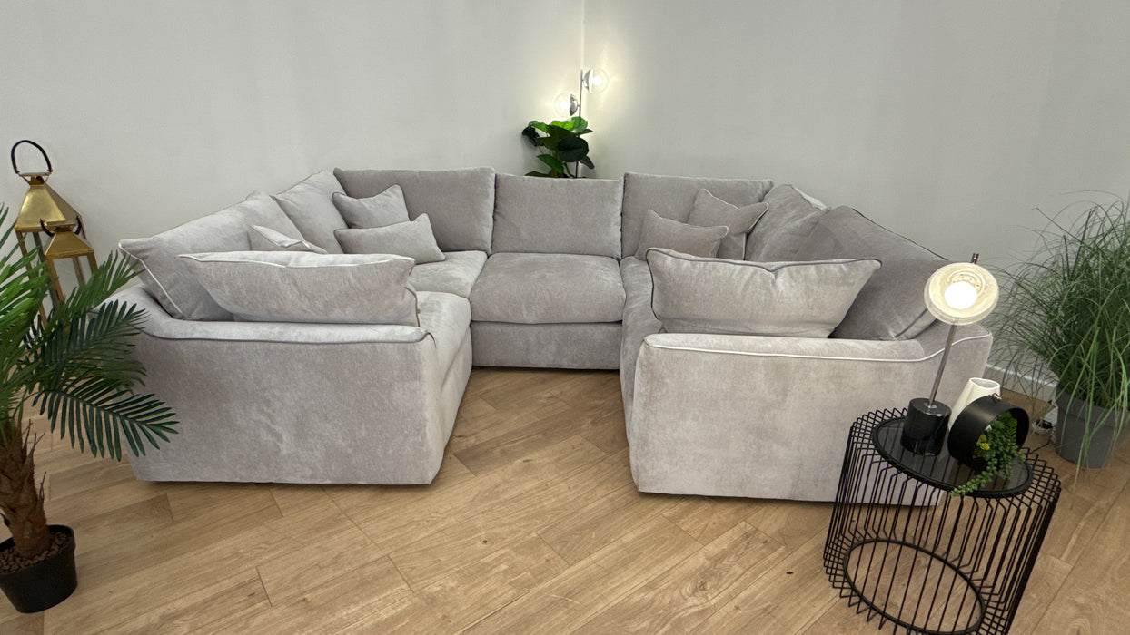 Sofology Georgio Fabric Large U Shaped Corner Sofa Feather Flex Seats ...