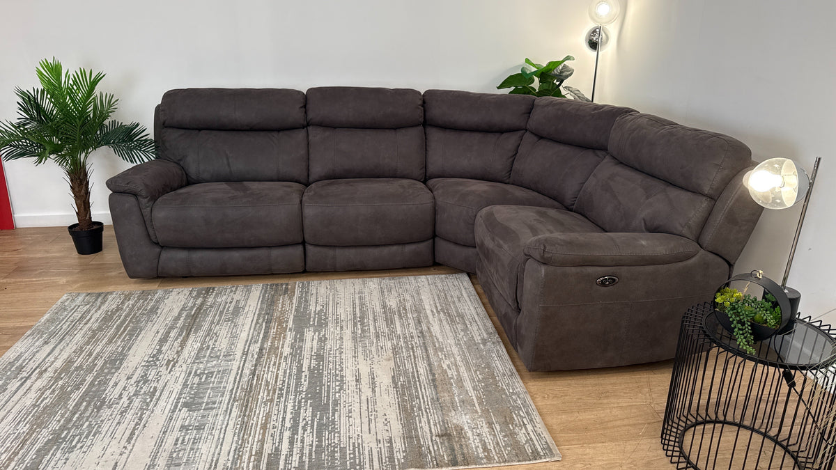 DFS Ronan Fabric Power Recliner in Pepper — The Sofa Clearance Outlet