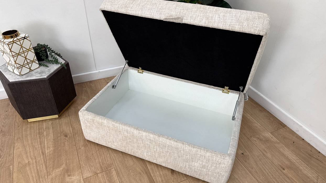 Sofology Cove Fabric Large Storage Footstool in Artisan Chenille Ecru ...