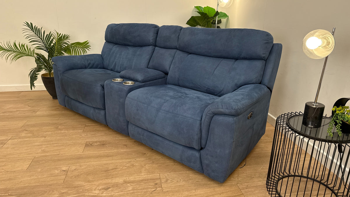 DFS Ronan Fabric Recliner 2 Seater in Blue — The Sofa Clearance Outlet