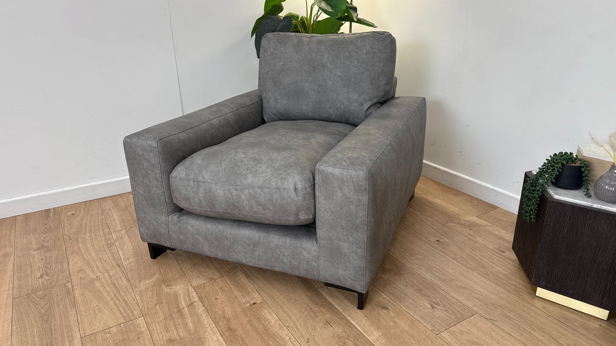 DFS Willow Leather Chair in Steel — The Sofa Clearance Outlet