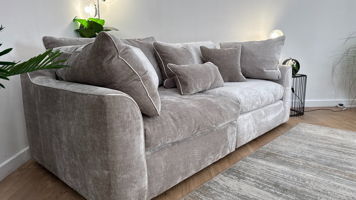 Sofology Georgio Fabric 4 Seater Split Feather Flex Seats in Luxe Chen ...