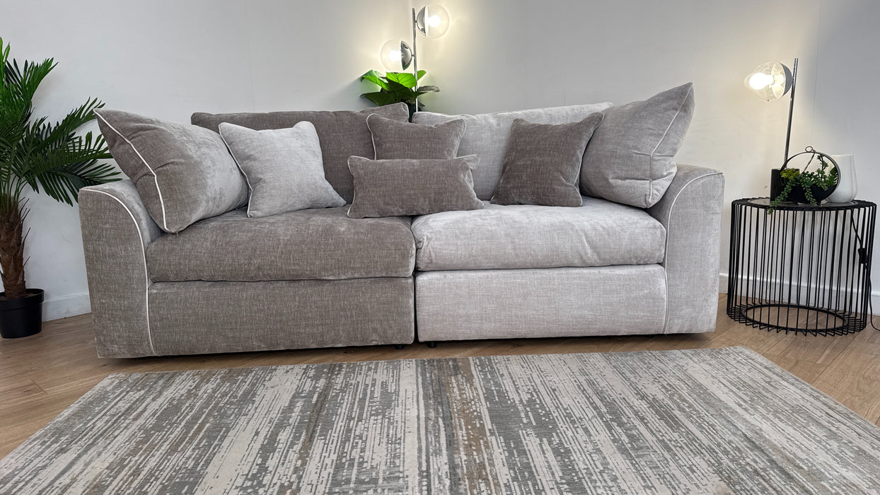 Sofology Georgio Fabric 4 Seater Split Feather Flex Seats in Luxe Chen ...