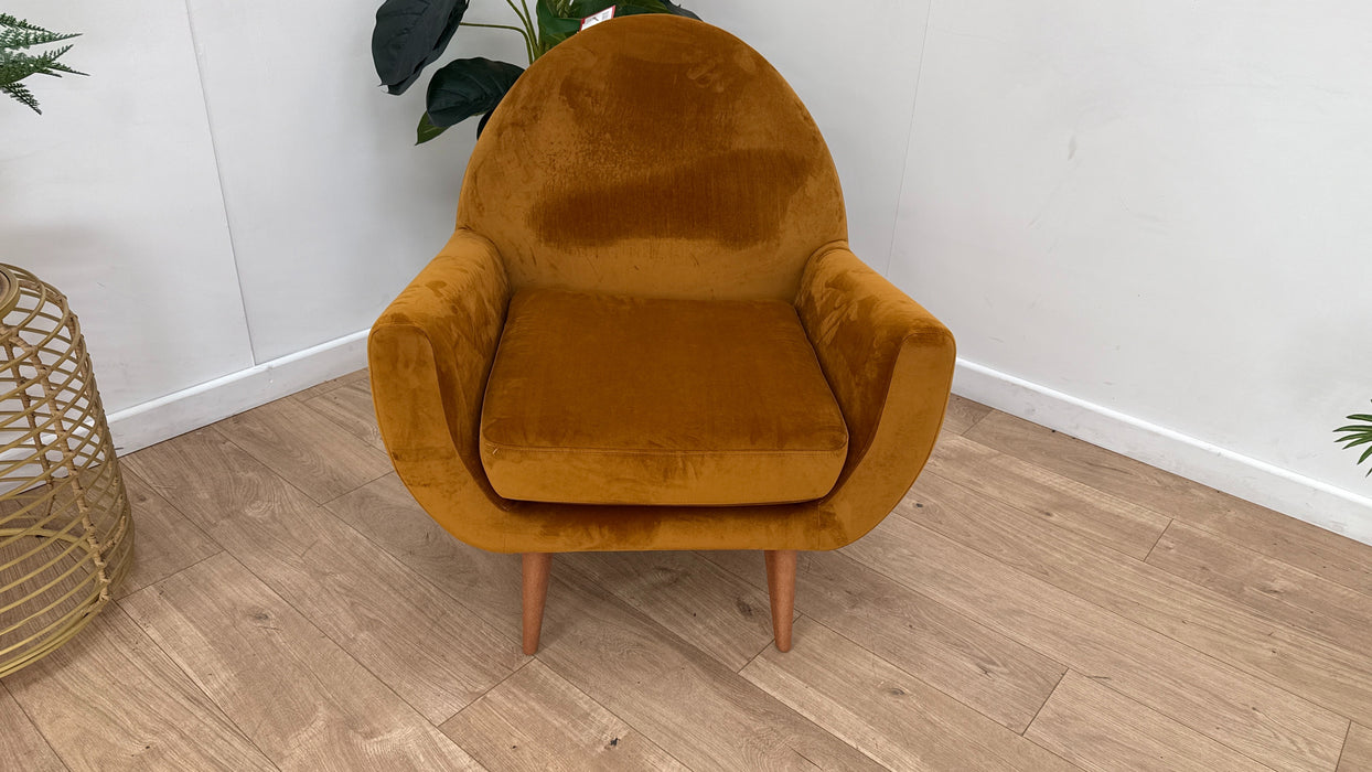 DFS The Pop Fabric Accent Chair in Velvet Cinnamon — The Sofa Clearance ...