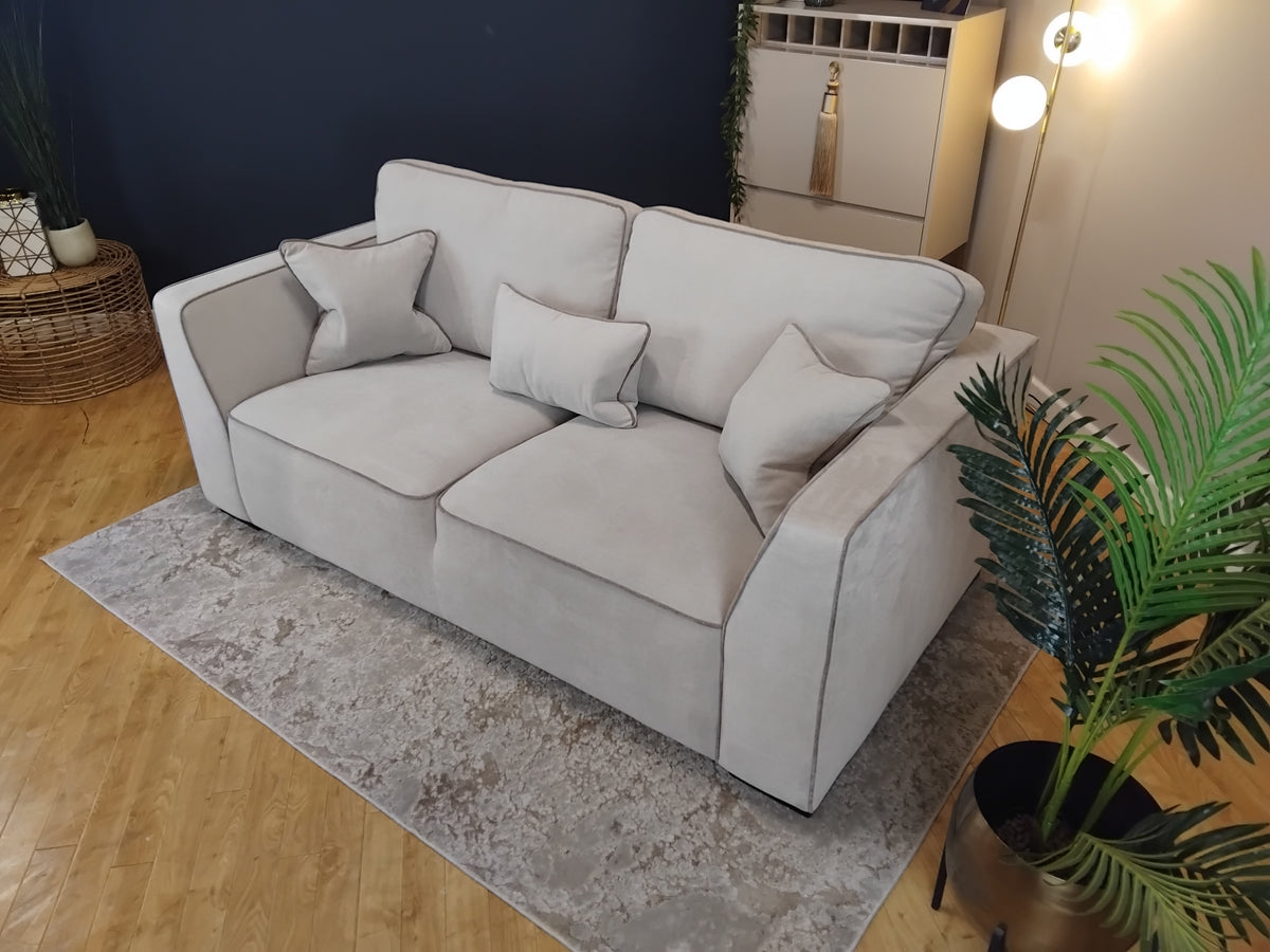 Sofology Russo Fabric 3 Seater Sofa In Chenille Contrast Piping Linen ...