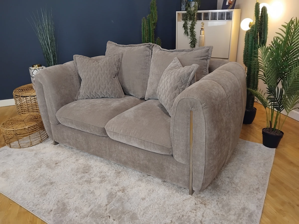 Sofology The Empress Fabric 2 Seater Full Back Gunmetal Trim in Relaxe — The Sofa Clearance Outlet