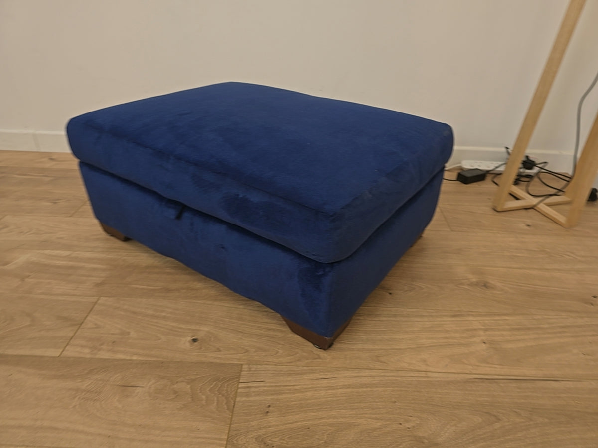 Tallulah Designer Storage - Fabric Velvet Footstool - Royal Blue — The ...