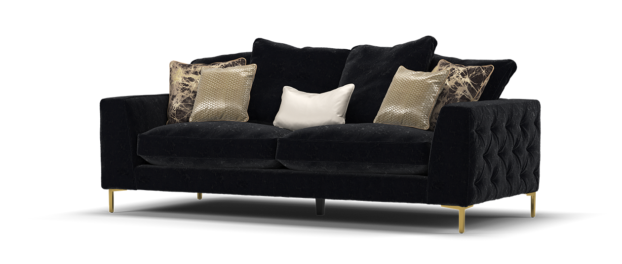 Sofology Rococo Fabric 4 Seater in Verbier Black Mix — The Sofa ...