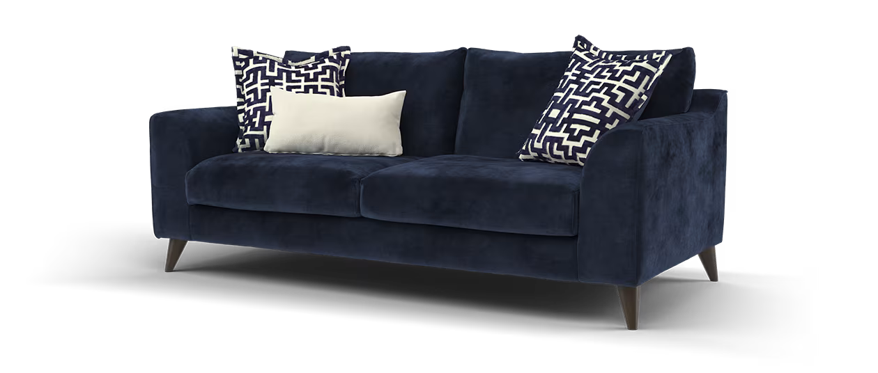Sofology Mayfair Fabric 3 Seater Foam Seats in Soft Chenille Navy/Navy ...